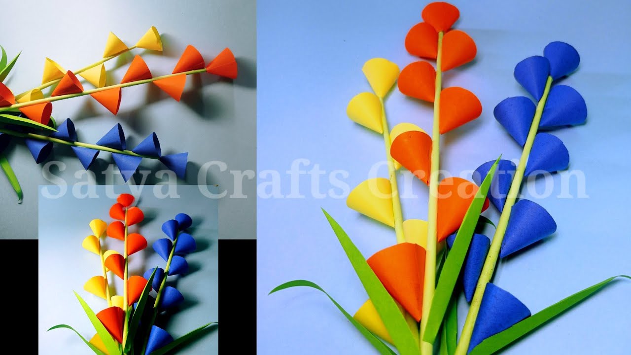 Easy paper flowers / How to make paper flower /Satya crafts creation ...