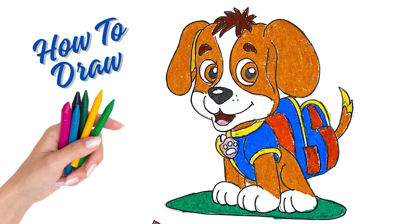 How to draw Mighty Pup - Chase - Paw Patrol || Easy drawing for kids ...