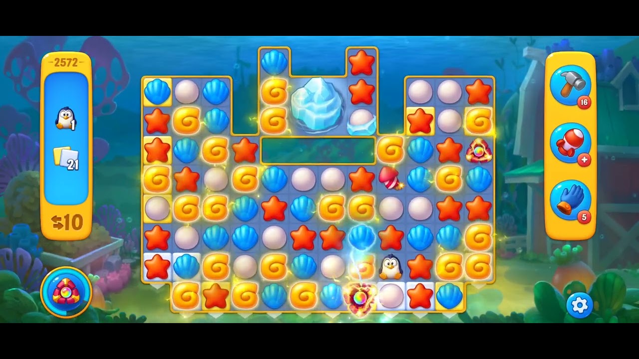 Fishdom Easy Level 2572 (with full seashell [Super Lightning ...