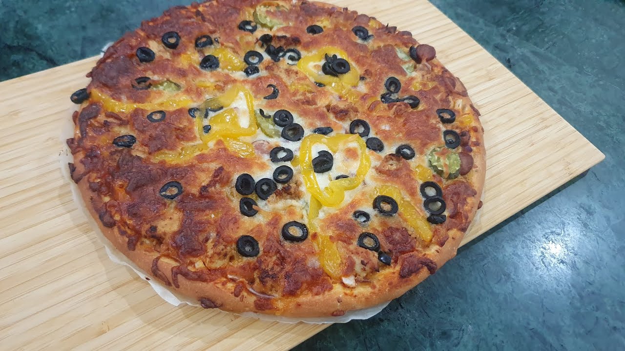 Chicken pizza | large size loaded chicken pizza recipe | chicken ...