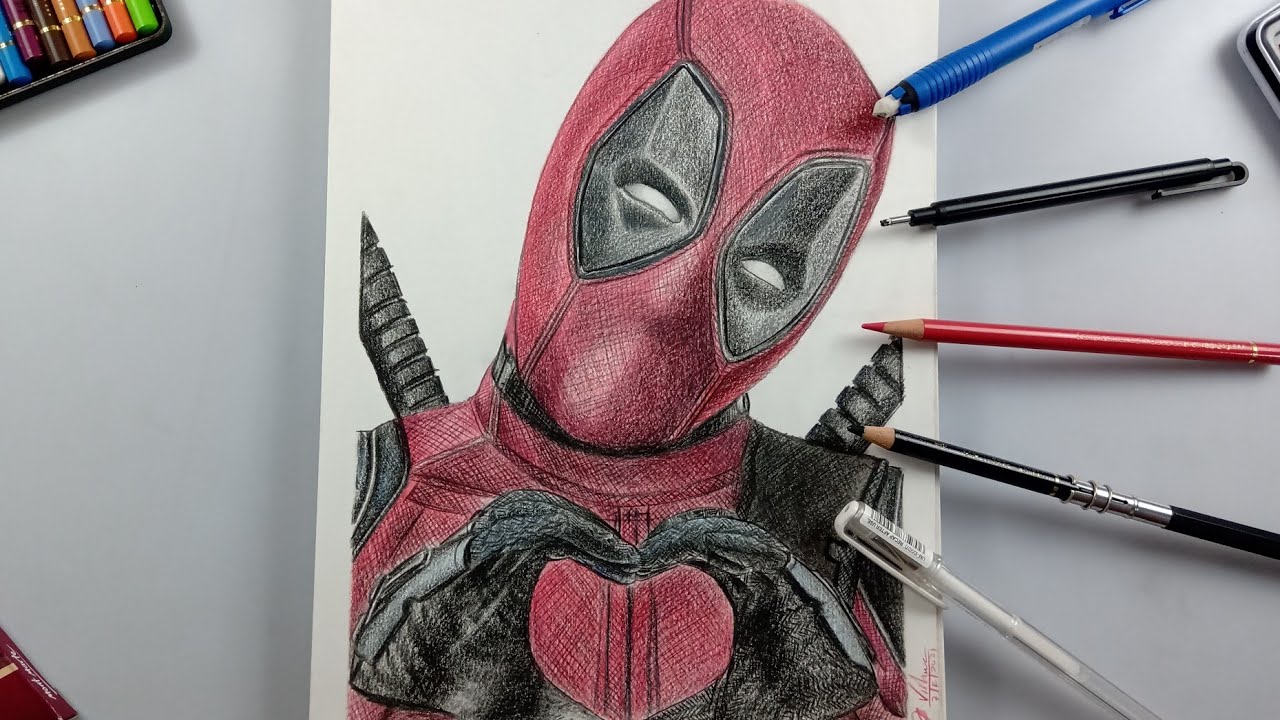Coole Tekeningen Van Deadpool Deadpool Watercolor And Colored Pencil
