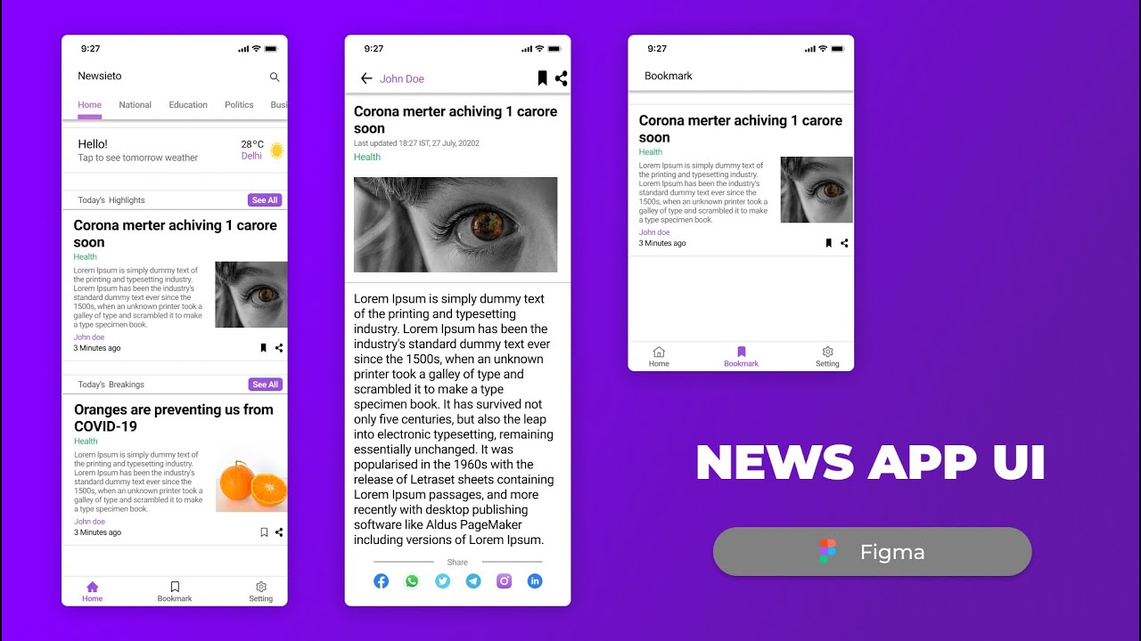 News app ui design figma - Android (Satisfying speed art) - YouTube