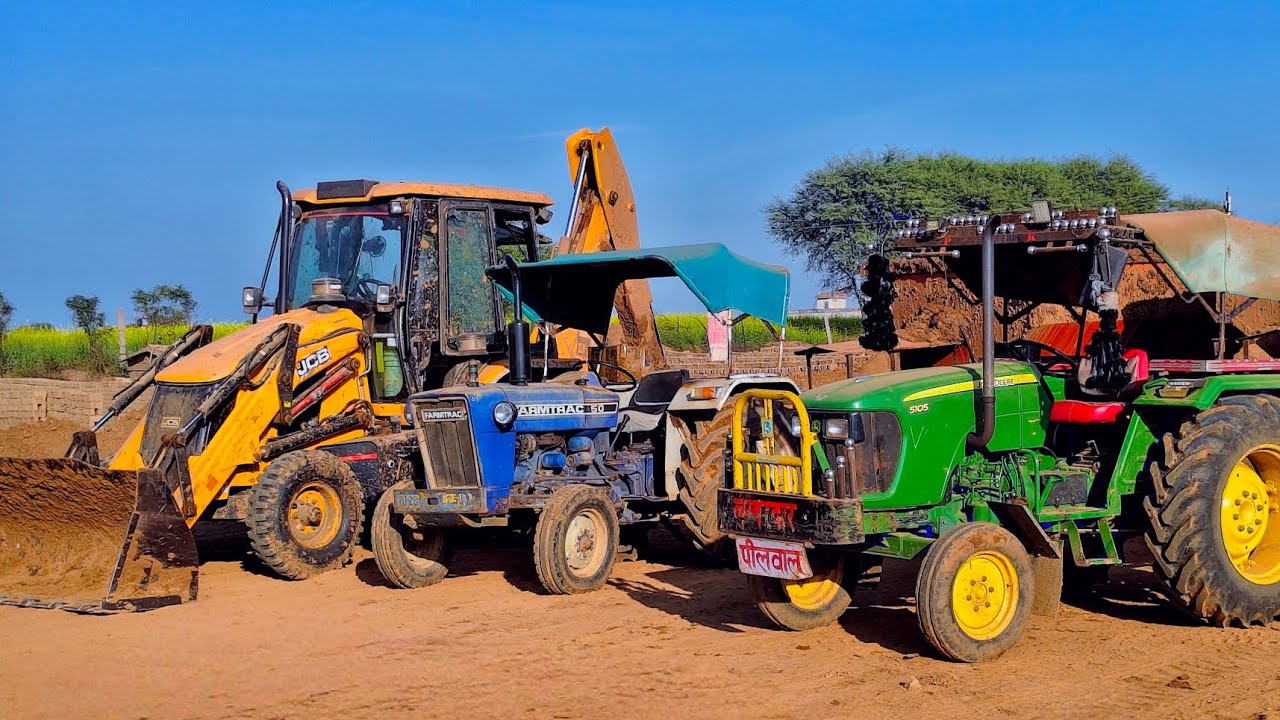 Jcb 5cx Backhoe Loading Compost Mud in Stuck Tractor jhonn Deere ...