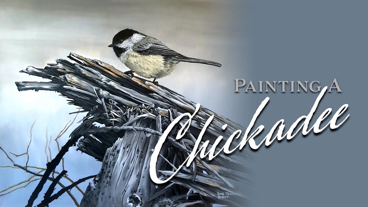 Painting a Chickadee in Acrylics | Detailed Weathered Wood - YouTube
