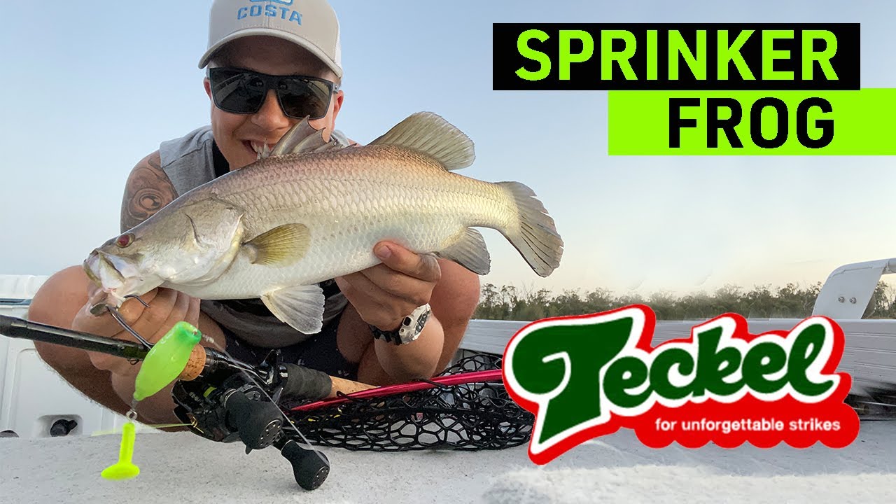 Surface Barramundi on Teckel Sprinker Frog - YouTube