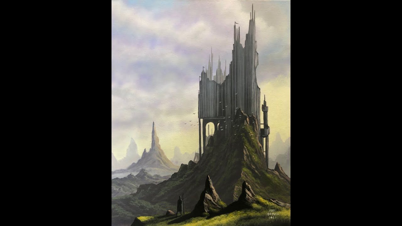 #58 How to Paint an Epic Fantasy Castle Landscape | Acrylic Painting ...