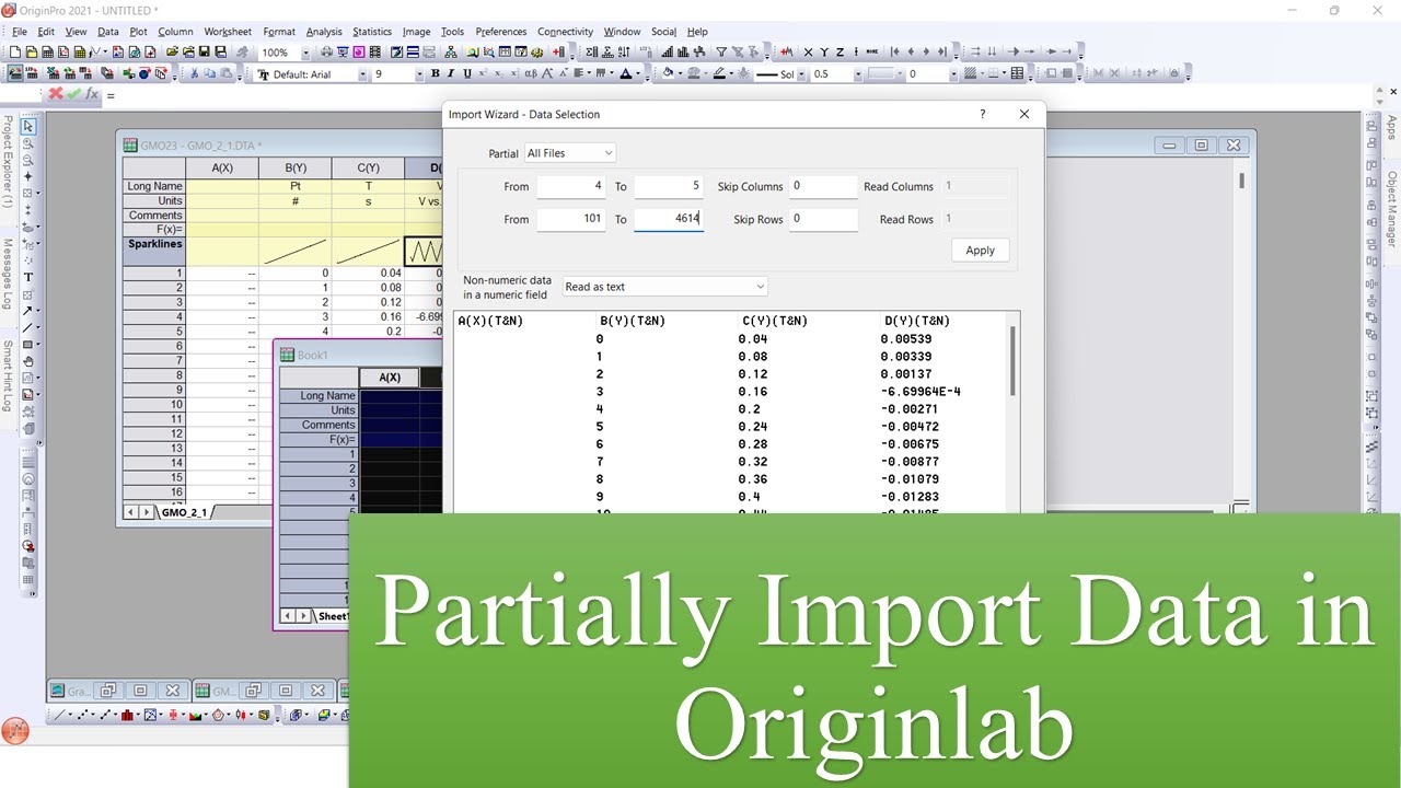 Partially Import Data in Originlab - YouTube