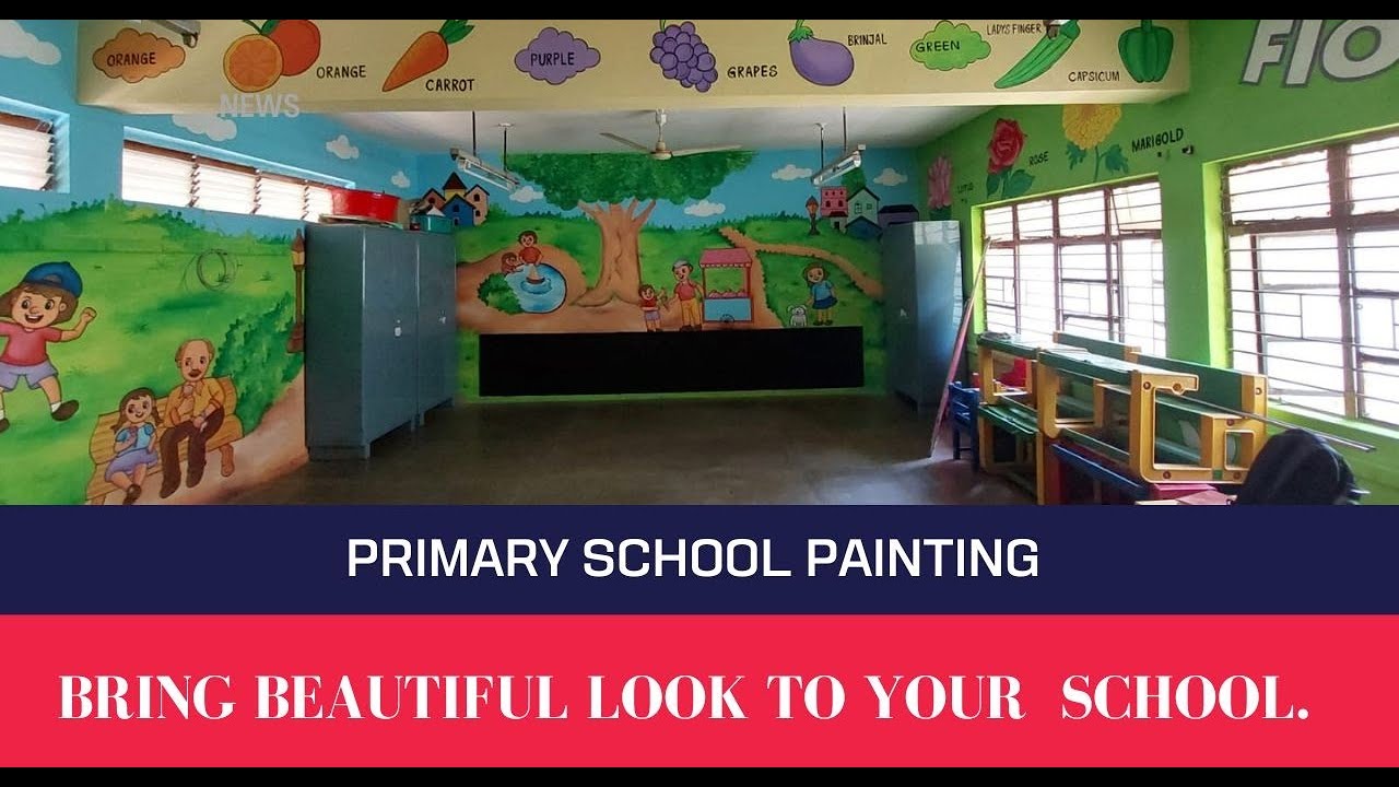 Primary School Painting || Wall Painting for School - YouTube