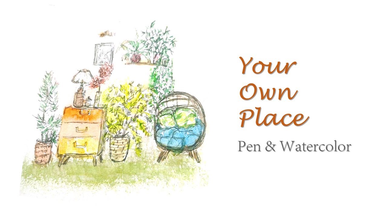 Pen & Watercolor Painting🎨 Your Own Place - YouTube