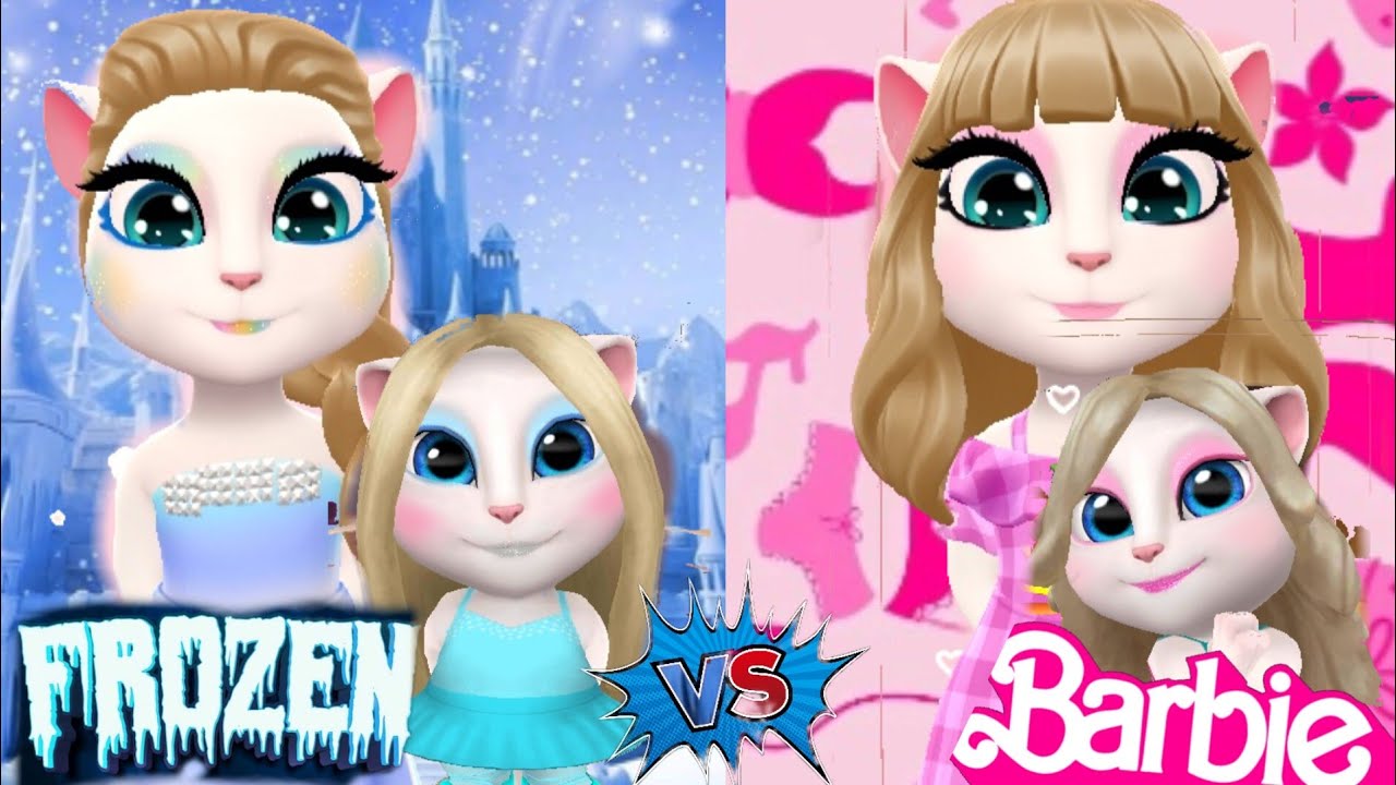 My Talking Angela 2: Frozen vs Barbie! Who is the Best Dress Up? - YouTube