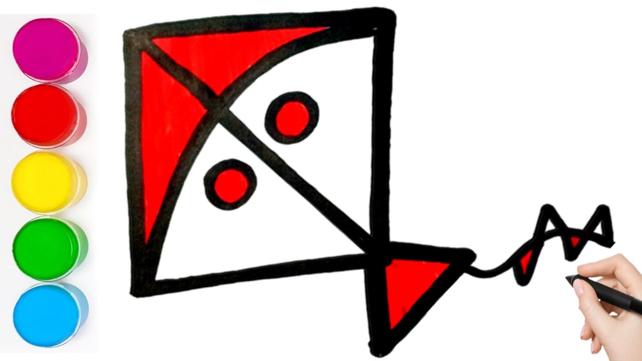 How To Draw a Kite 🪁 || Kite Drawing easy Step by Step || Flying Kite ...