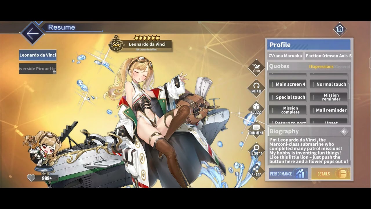 Azur Lane - Leonardo da Vinci *Special Touch* - YouTube