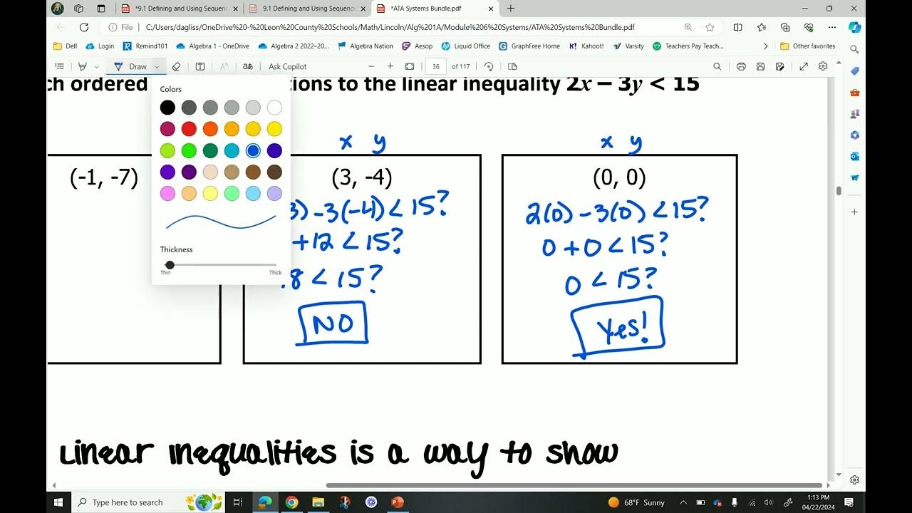 Alg 1- Linear Inequalities - YouTube