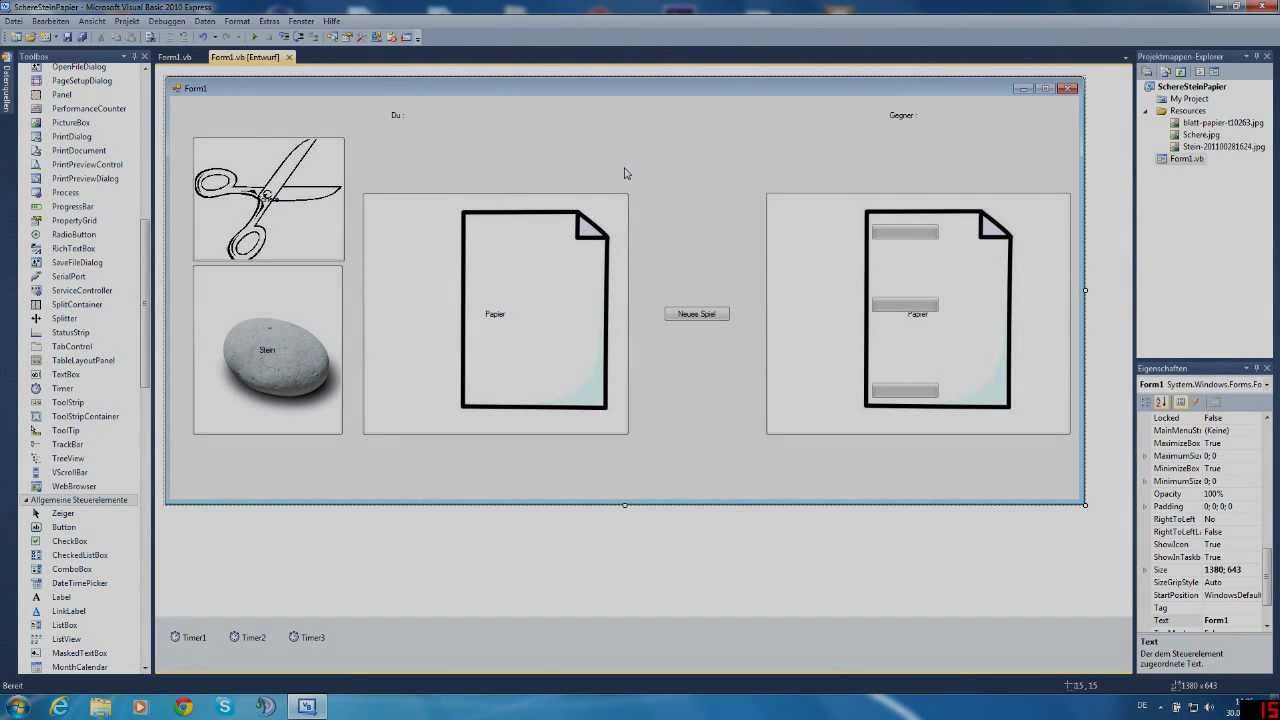 Visual Basic 2010 - Schere, Stein, Papier-Spiel - GERMAN (HD) - YouTube