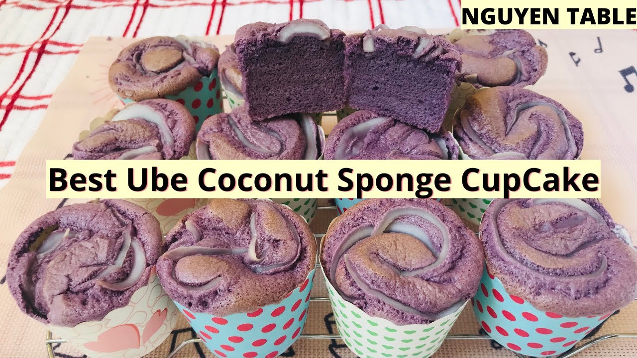 BEST UBE COCONUT SPONGE CUPCAKES- SOFT & FLUFFY- BÁNH CUPCAKE KHOAI ...