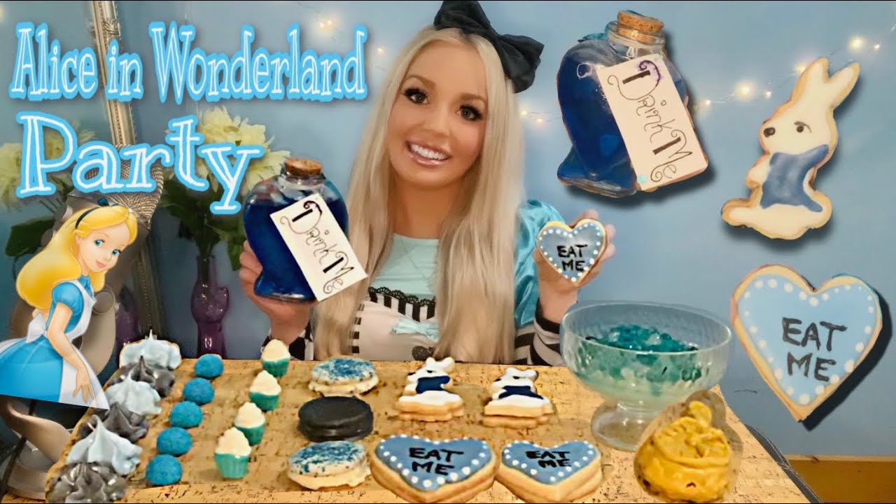 ASMR DISNEY PRINCESS ALICE IN WONDERLAND BLUE BLACK AND WHITE THEME ...