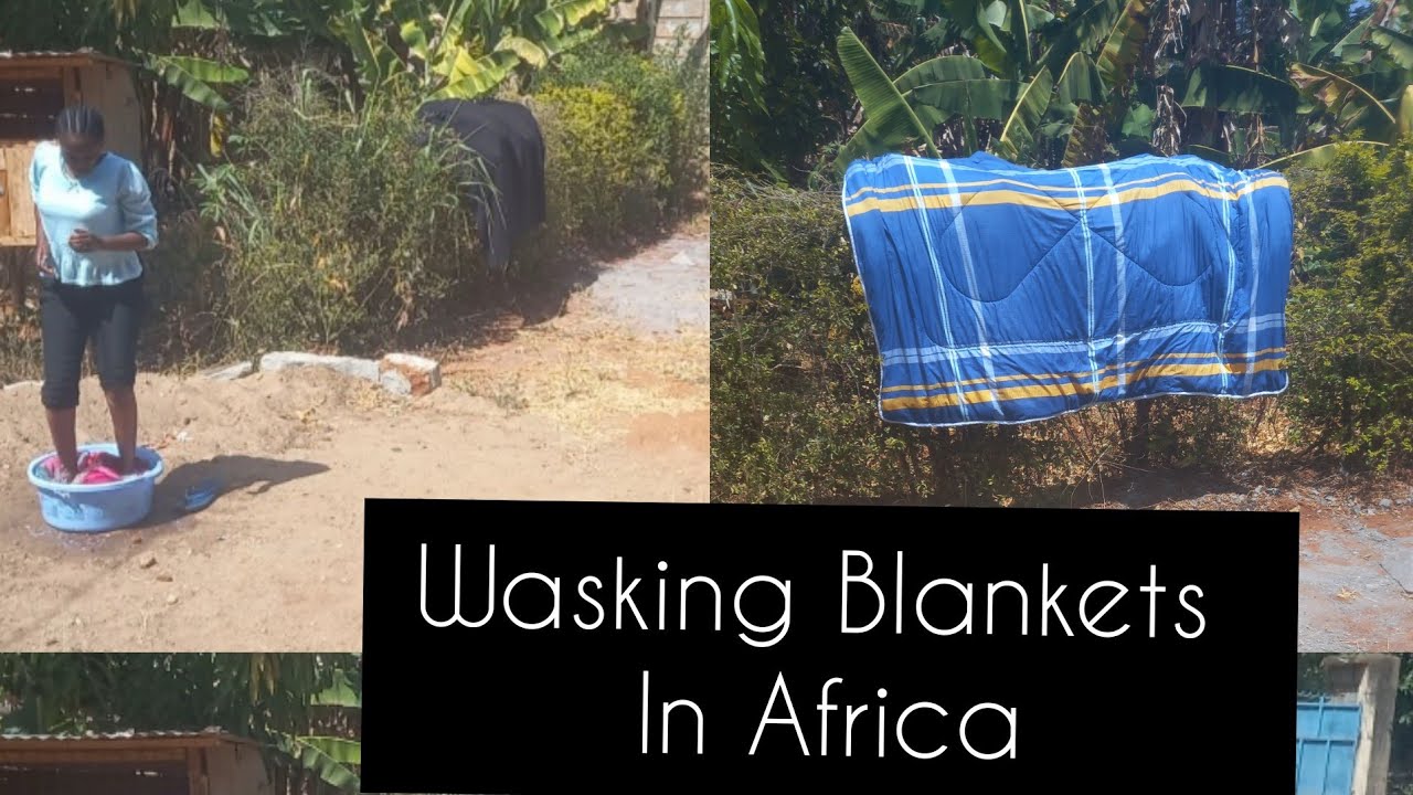 AFRICAN VILLAGE LIFE//How Africans Wash Blankets Using Their legs ...