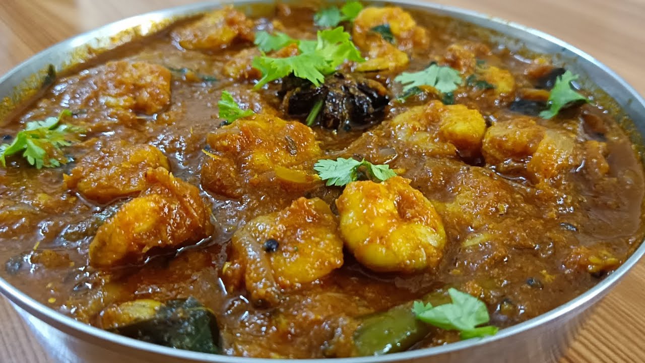Andhra Style Prawns Masala Gravy Recipe in Telugu - YouTube
