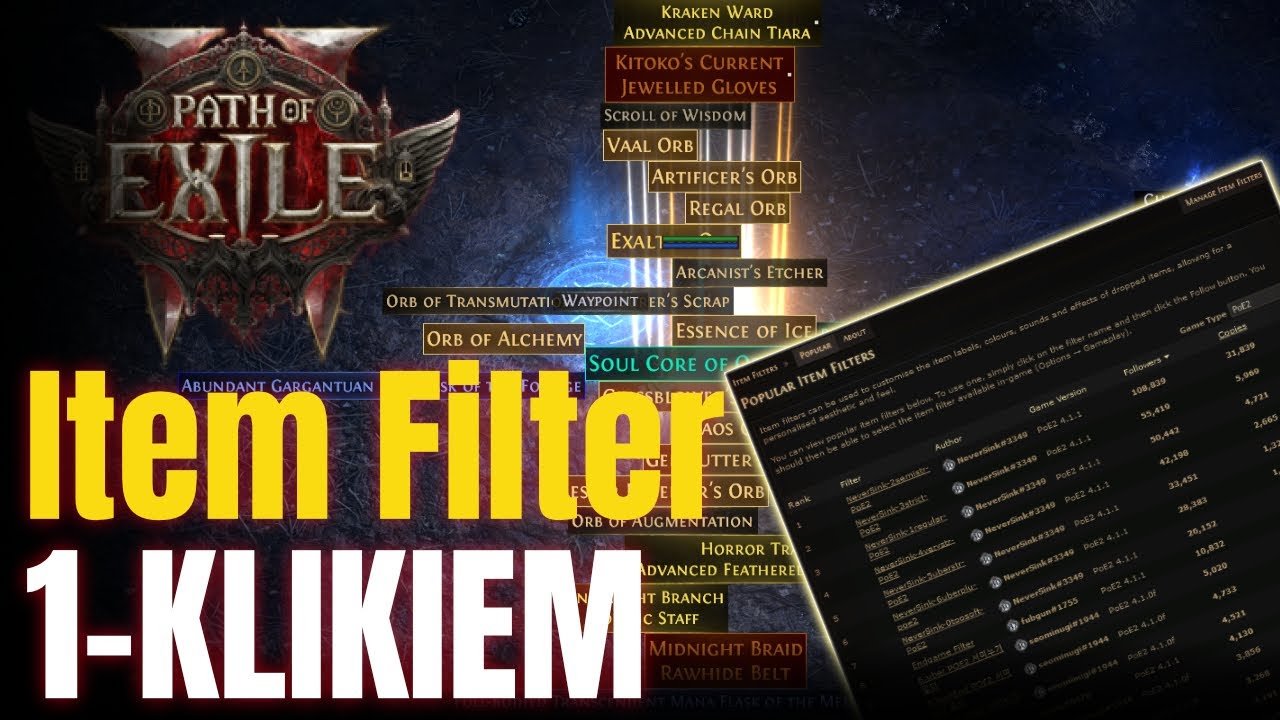 PoE 2: Zainstaluj Item Filter w 1 kliknięciu! + TOP lista najlepszych ...