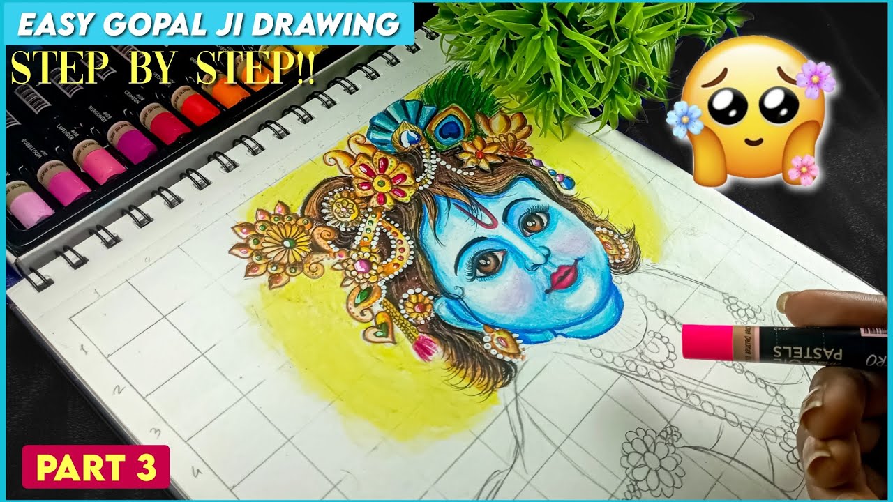 Cute Bal Gopal drawing😍, Little Krishna drawing, The Arts Cafe - YouTube