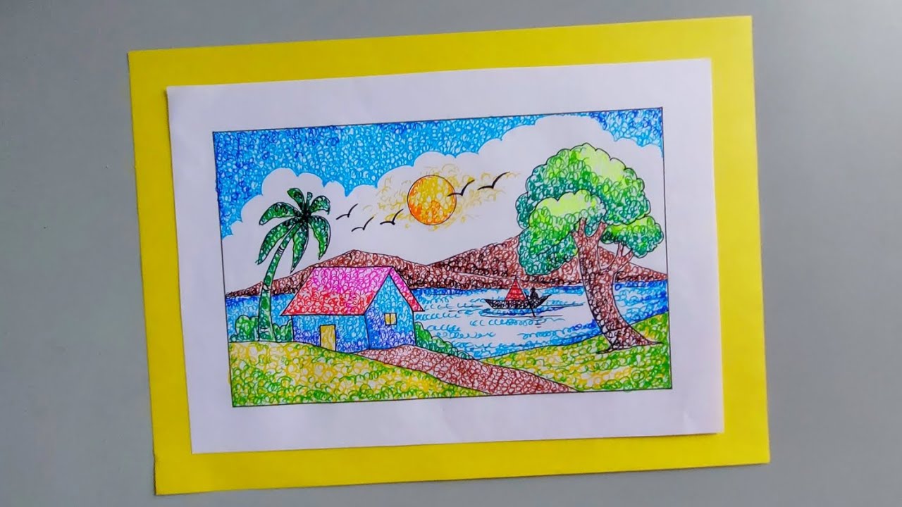 Scenery Scribble Art using Sketchpen #art #Scribble #Sketchpen - YouTube