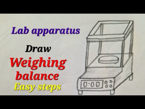 Weighing balance diagram,Digital weighing balance drawing,Draw Lab apparatus,Chemistry equipment