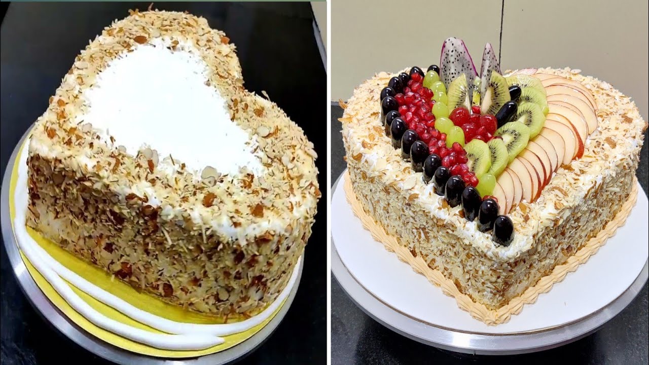 Fruit Cake Recipe | Heart Shape Fruit Cake Design | Mukesh Cake Master ...
