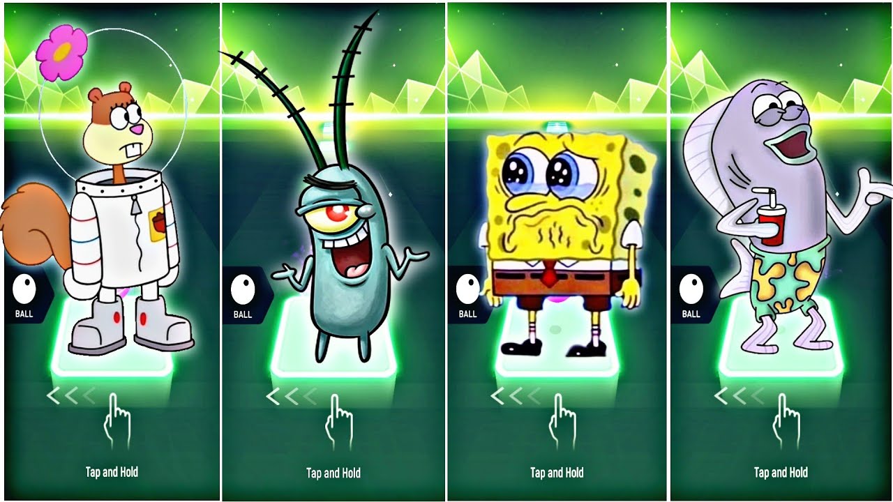 Sandy Cheeks 🆚 Plankton 🆚 SpongeBob 🆚 Ruby Gillman in Tiles Hop - YouTube