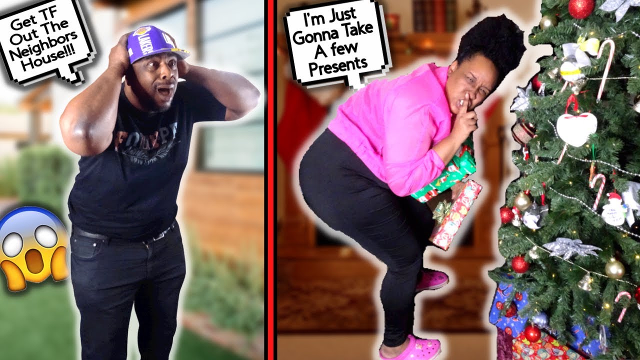 "STEALING" CHRISTMAS PRESENTS from underneath the NEIGHBORS tree ...