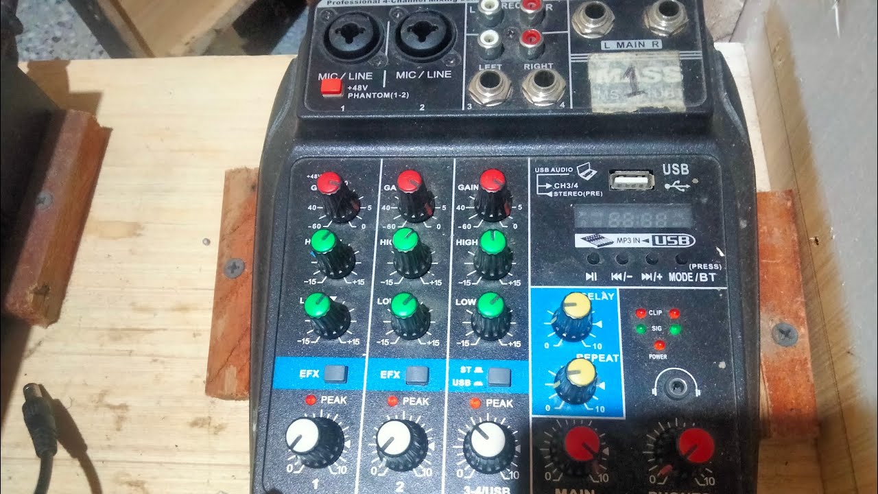 bluetooth 4 channel mixer testing with microphone effects - YouTube