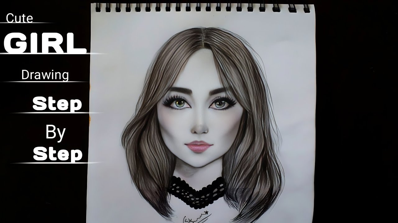 Cute Girl Drawing || Step By Step Drawing Tutorial For Beginners - YouTube