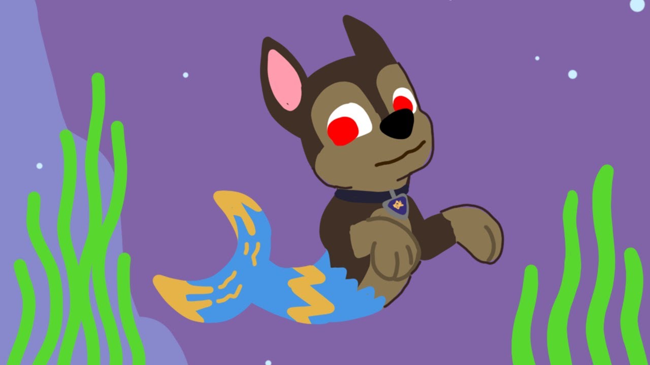 Paw Patrol Chase turns into a Mermaid Nickelodeon Doodles - YouTube