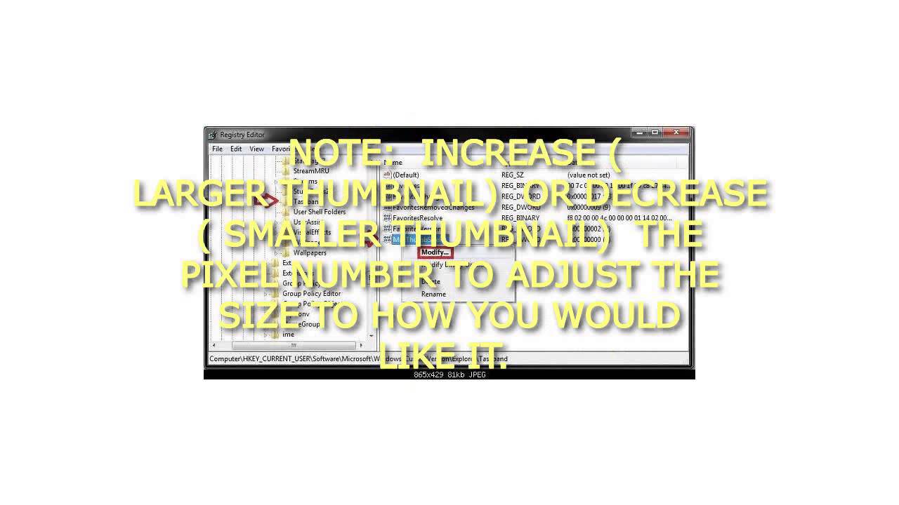 How to Change Size of Taskbar Thumbnail Previews in Windows 7 and ...
