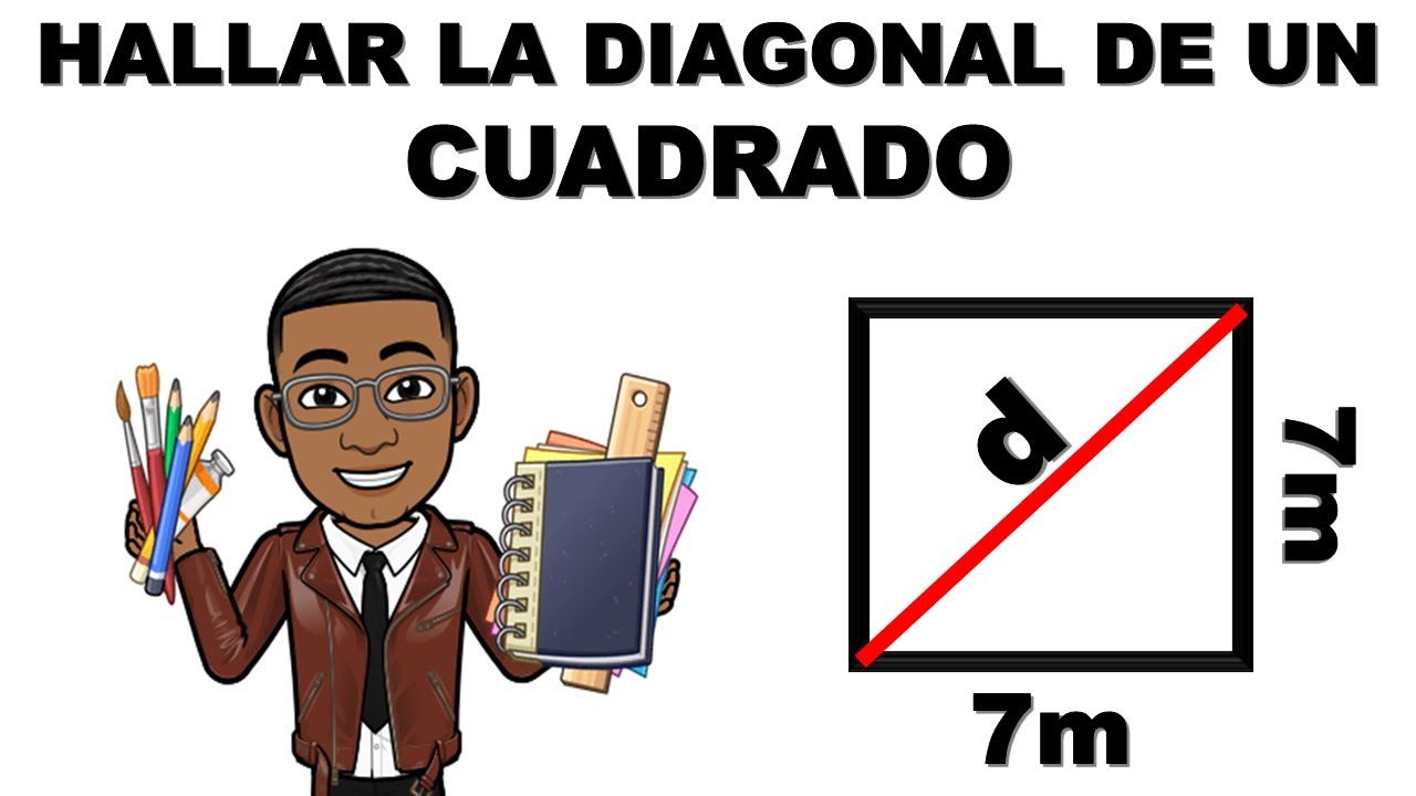 Como hallar la Diagonal de un cuadrado dado los lados - YouTube