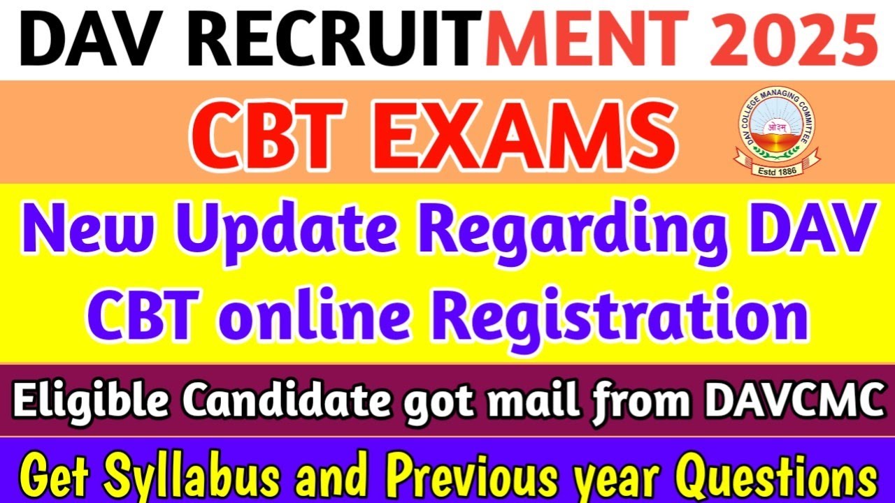 DAV Recruitment 2025 🔥 New Official Update 🎯Regarding online CBT ...