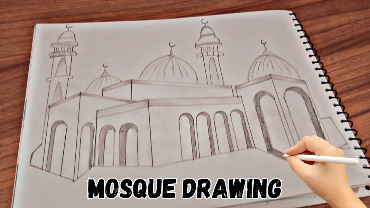 How to draw Mosque /Easy mosque drawing/Learn with sufiyan - YouTube