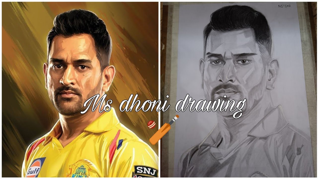 I draw Ms dhoni portrait🏏| look it turned out😳 #art #msdhoni #msd # ...