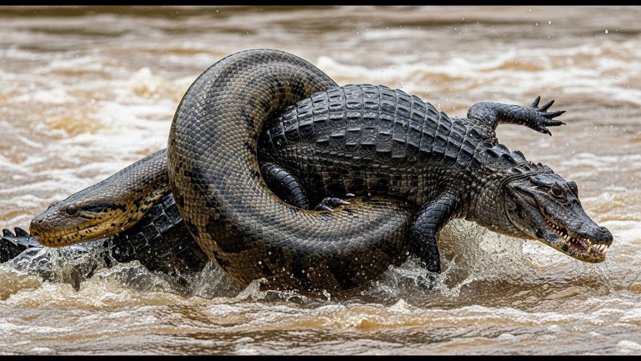 SHOCKING: Giant Anaconda vs Black Caiman | Brutal 1-Hour Fight for ...