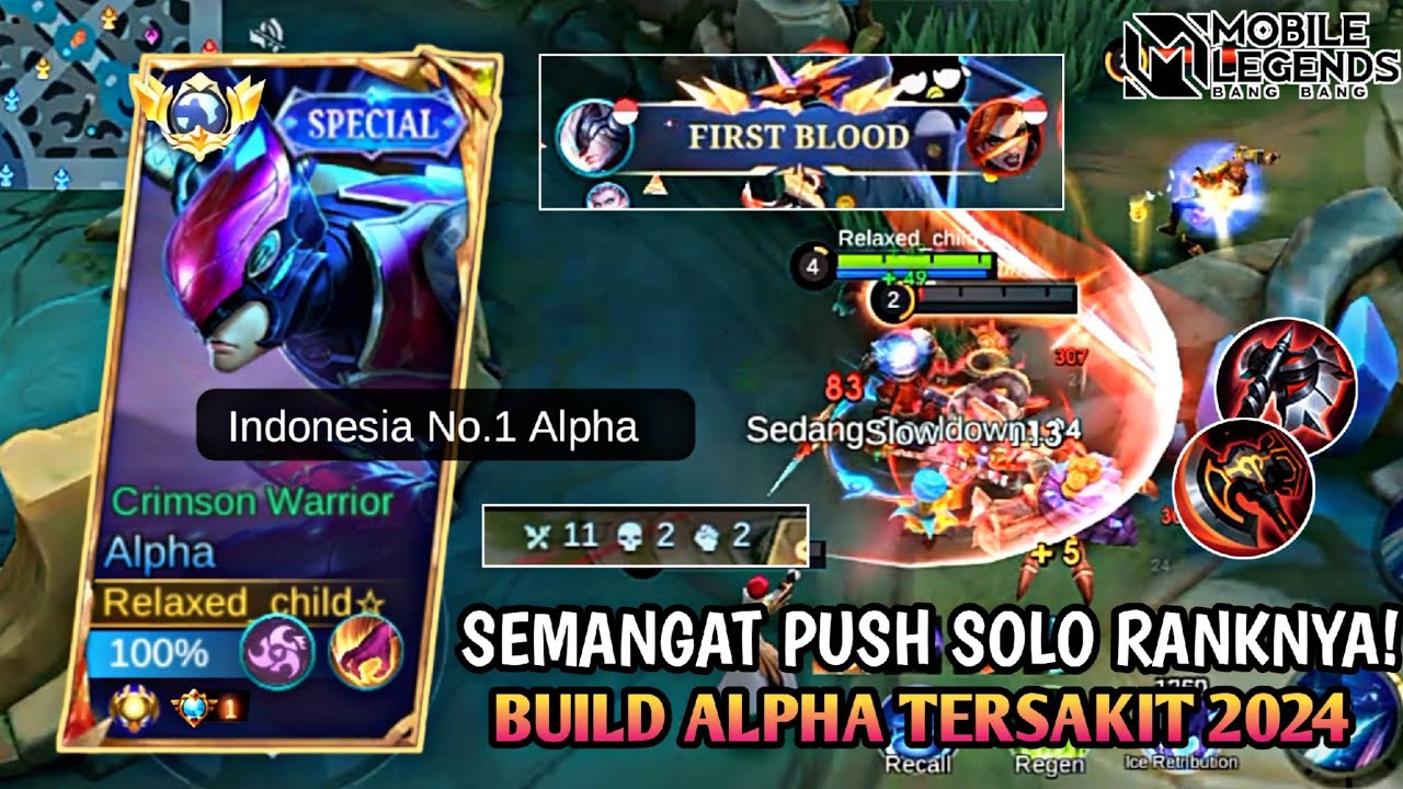 FIRST BLOOD‼️GAMEPLAY ALPHA SKIN SPESIAL LIMITED EDITION || BUILD ALPHA ...