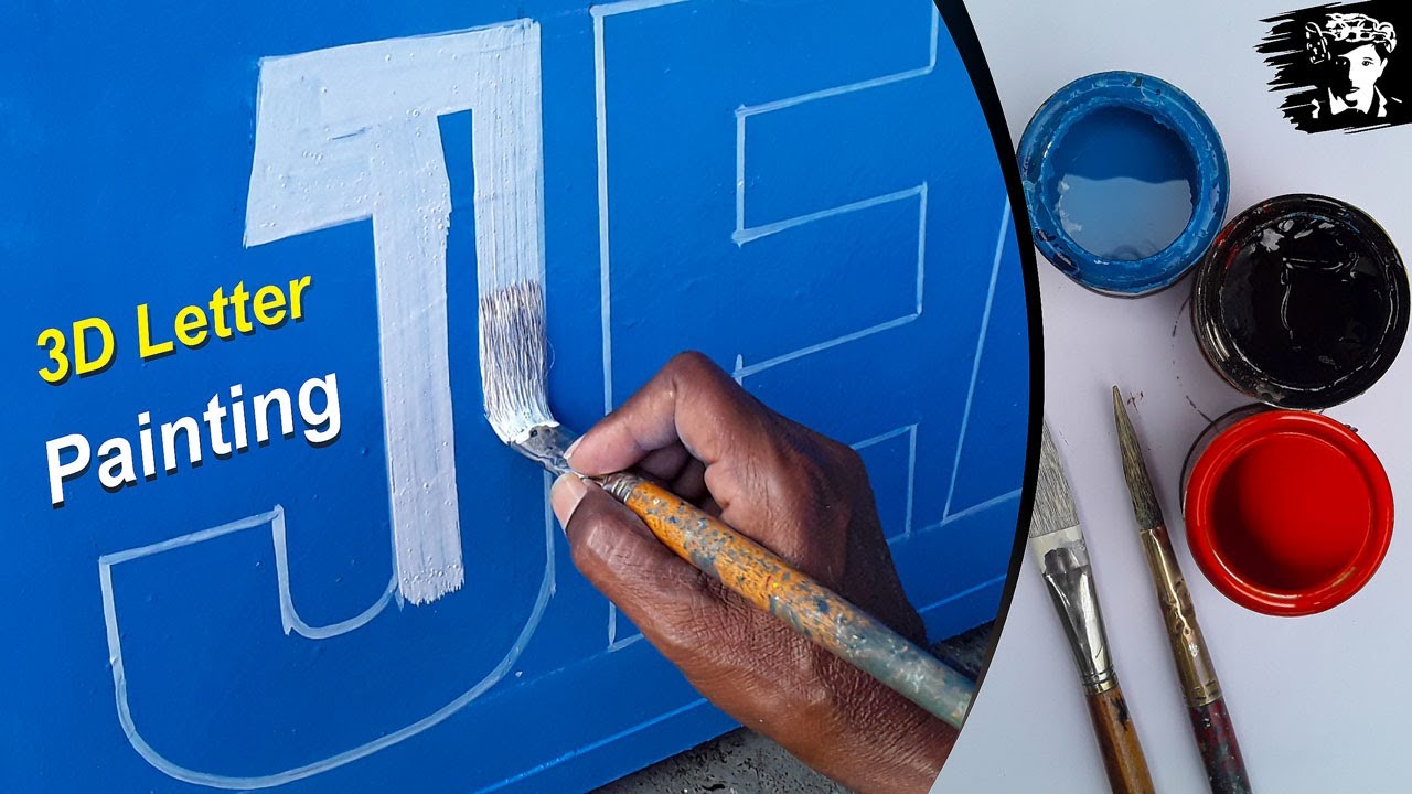 English Letter Painting Writing in 3D Font Design - key of arts - YouTube