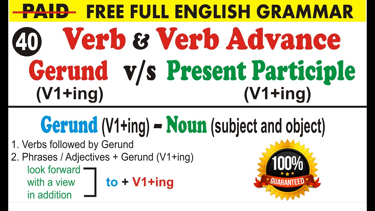 Gerund v/s Present Participle | Verbs Of Perception | Uphaar Classes by Sumit Sir - YouTube
