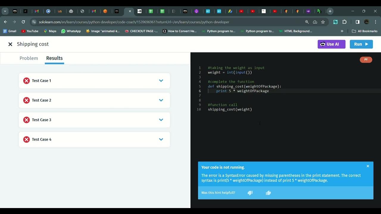 69 Shipping cost | Python Developer | Sololearn - YouTube