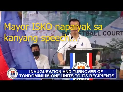 ISKO'S EMOTIONAL SPEECH at TONDOMINIUM ONE TURNOVER - YouTube