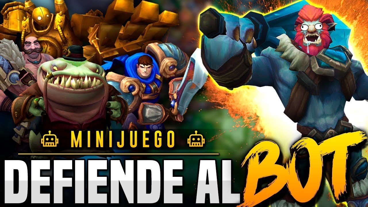 DEFIENDE AL BOT | MINIJUEGOS en LOL *MUY DIVERTIDO Y FACIL* #1 - YouTube