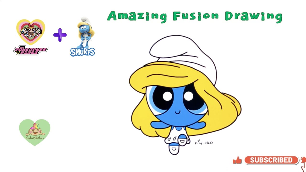 Smurfette (Smurfs) x Powerpuff Girls – Cute & Powerful Fusion Drawing ...