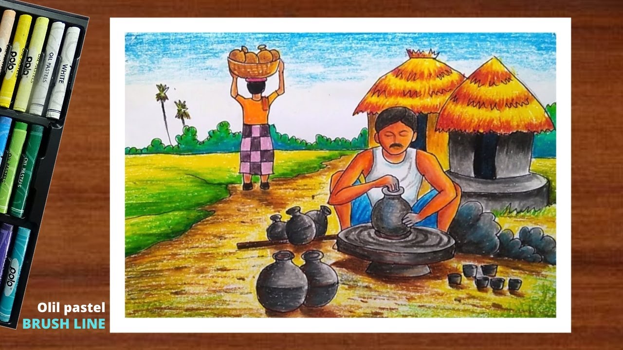 how to draw a Potter man step by step. village scenery. how to draw a ...