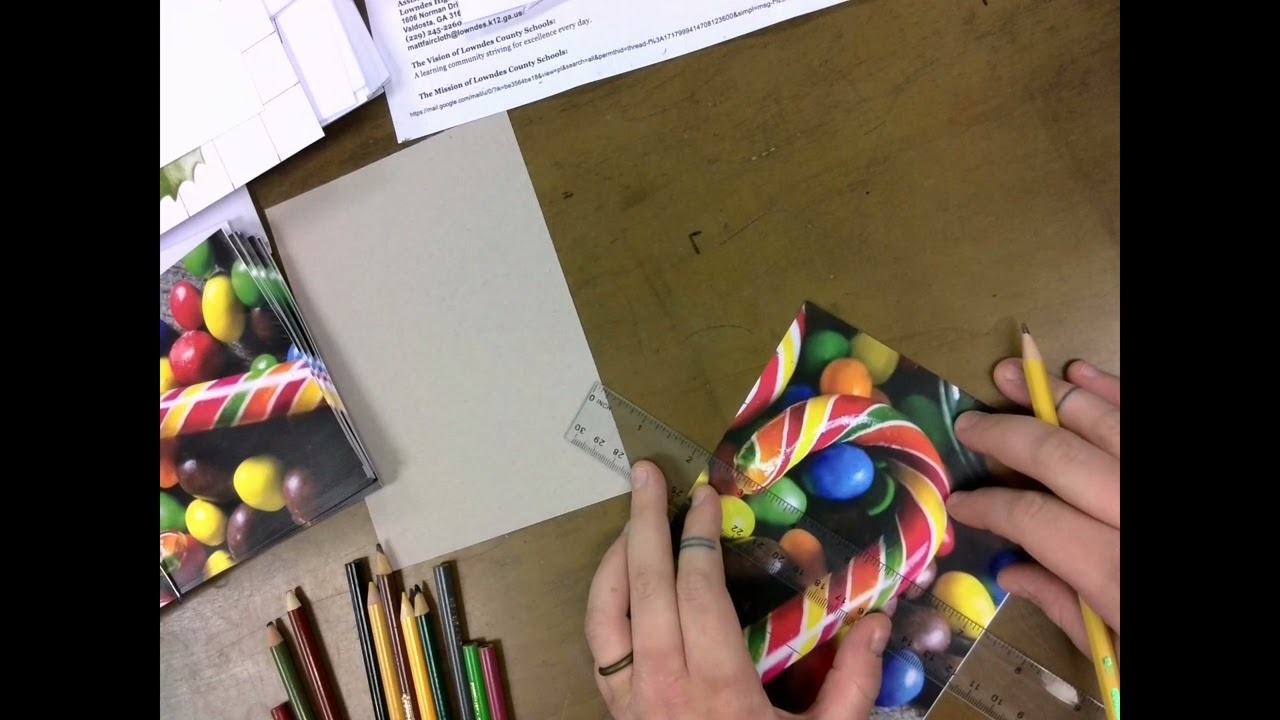 Gridding Colored Pencil Holly and Candy Drawing - YouTube