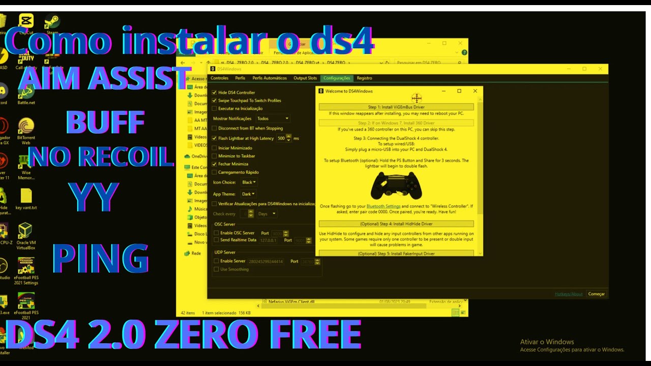 COMO INSTALAR O DS4 NO PC AIM ASSIST BUFF NO RECOIL PING RAPID FIRE AA ...