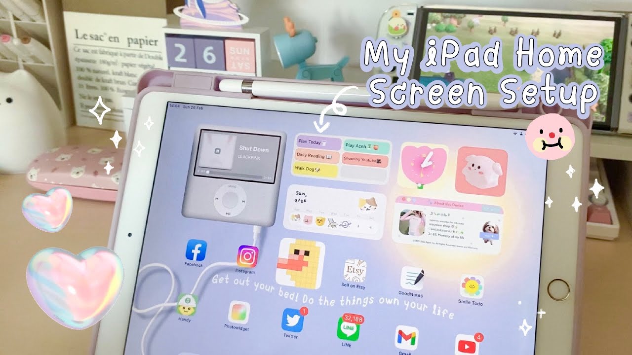 How to customize your iPad Home Screen 💜💖 ꒰ Widgets+Wallpaper ꒱ - YouTube