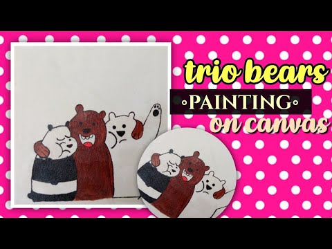 trio bears painting on canvas || trio bears easy painting 🎨 - YouTube